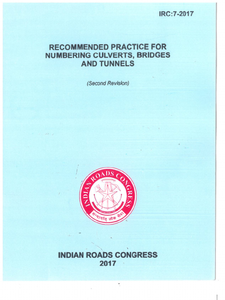 IRC-07-2017 Recommended Practice For Numbering of Culverts Bridges and ...