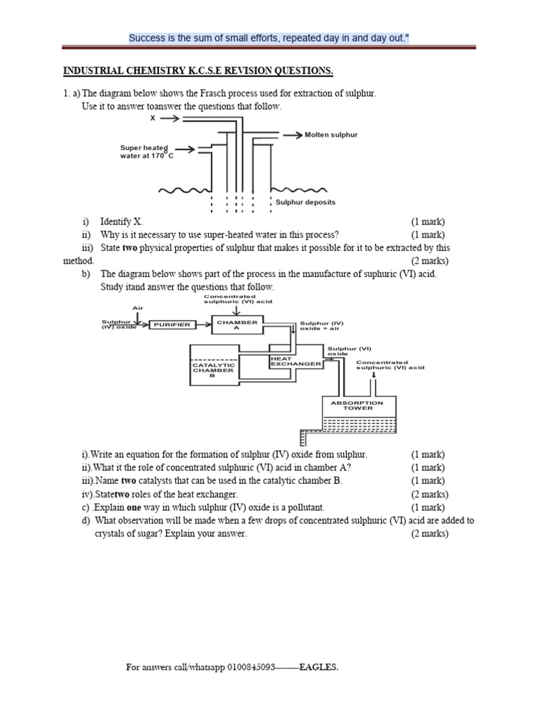 K.C.S.E Industrial Chemistry Revision Guide | PDF | Ammonia | Nitrogen