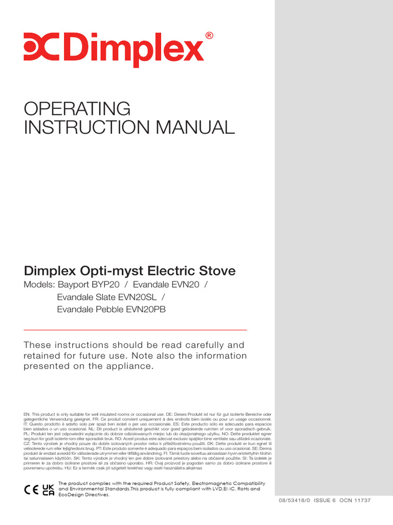 Dimplex Bayport Byp20 Manual | PDF | Mains Electricity | Fires