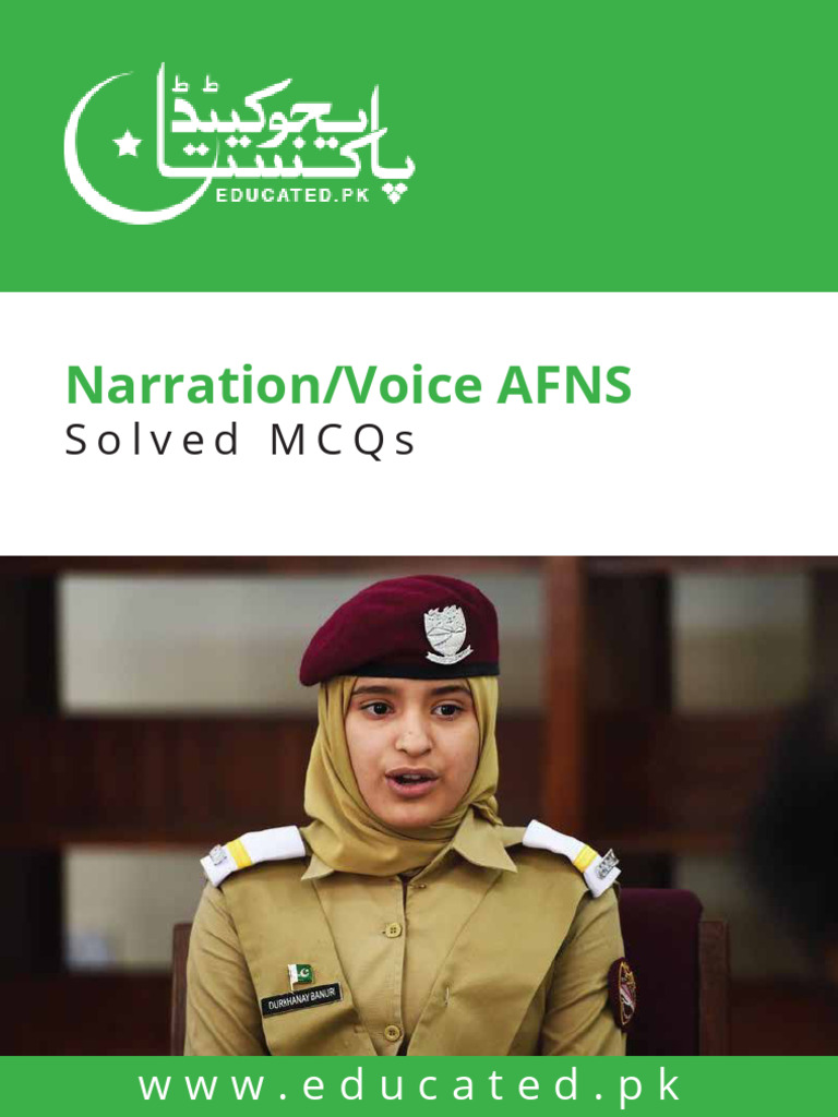 Narration or Voice AFNS Solved MCQs | PDF Narration or Voice AFNS Solved MCQs | PDF