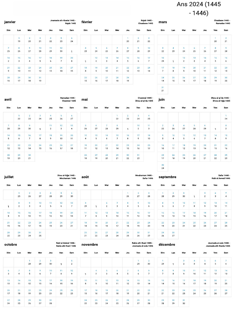 Calandar Muslim 2024 (1445-1446) | PDF