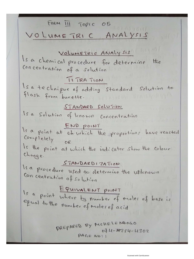 Volumetric Analysis | PDF