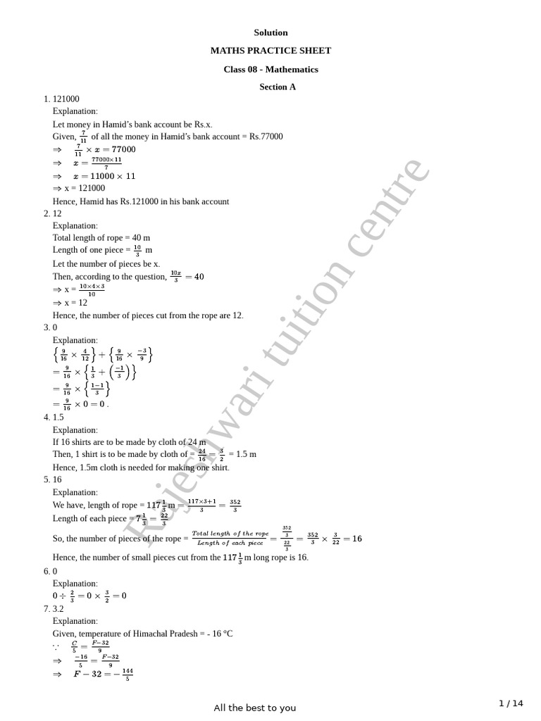 Solution 1407377 | PDF | Quantity | Mathematics