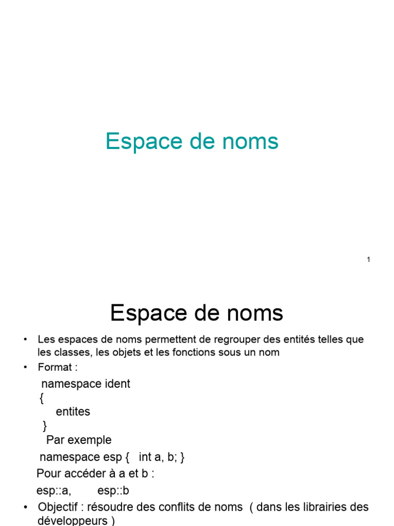 Espace de Noms Et Exceptions | PDF | C ++ | Développement de logiciel