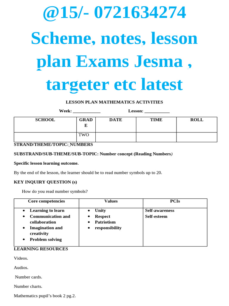 97-Grade-2-Mathematics-Activities-Term-1-Lesson-Plans-Word-Format (3 ...
