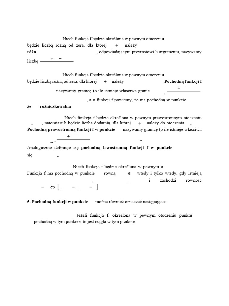 Pochodna Funkcji W Punkcie | PDF