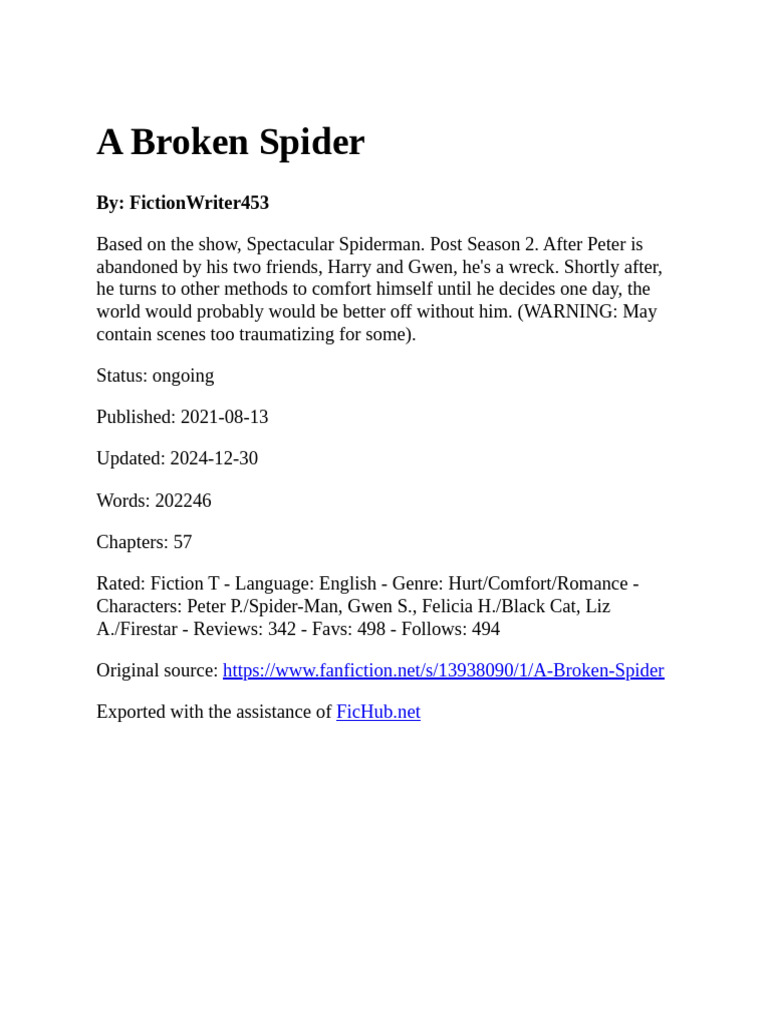 A Broken Spider by FictionWriter453-eayngemp | PDF | Spider Man