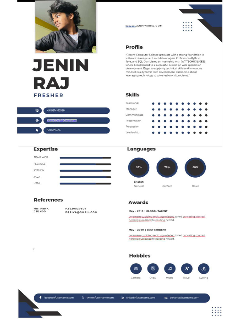 Jenin Raj CV | PDF