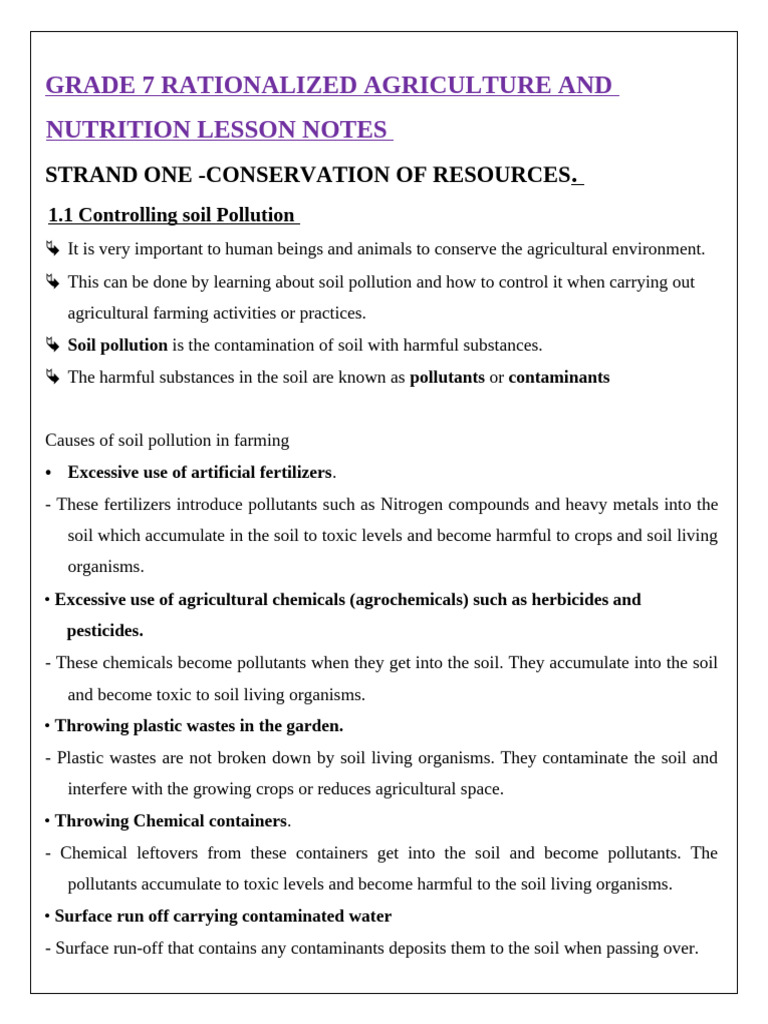Grade 7 Rationalized Agriculture and Nutrition Lesson Notes 2024 ...