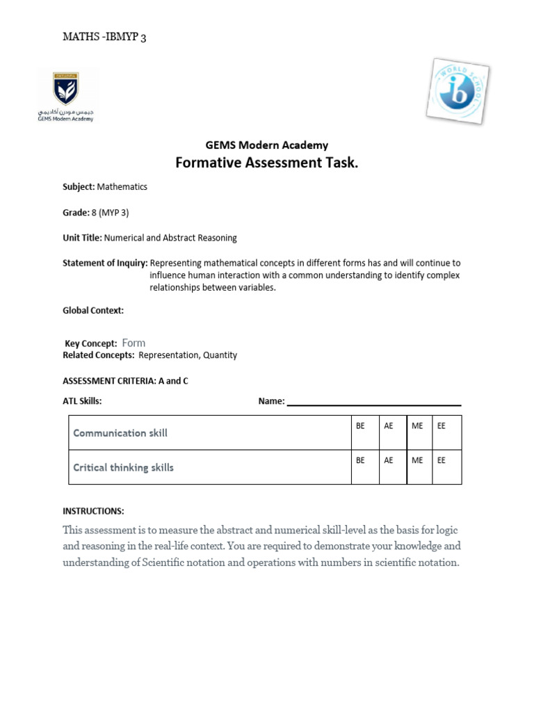 Scientific Notation Assessment for Grade 8 | PDF | Mathematics | Knowledge
