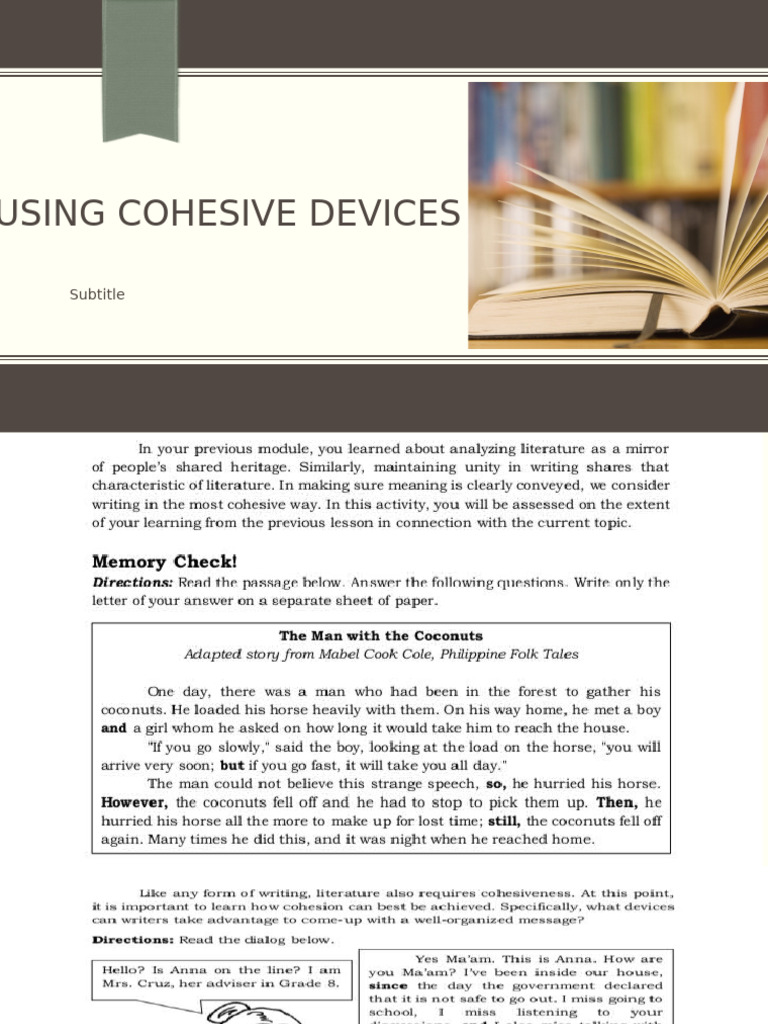 Enlish 10 JANUARY 13,2024 Using Cohesive Devices (Autosaved) | PDF