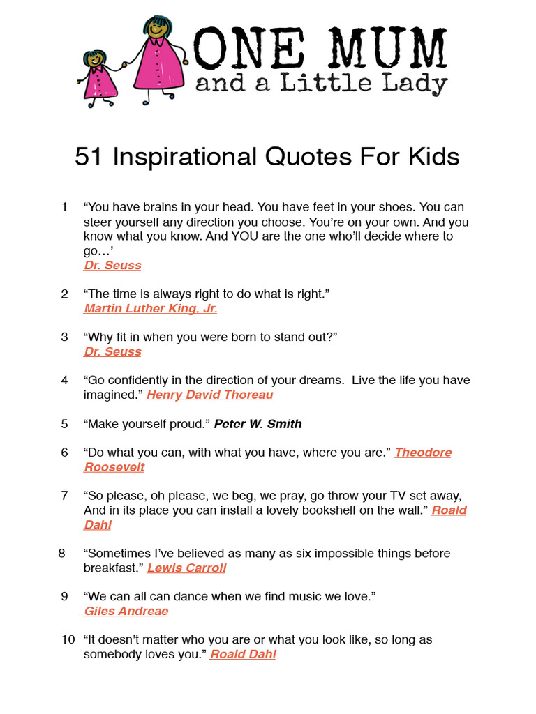 Inspiring Quotes for Kids' Growth | PDF