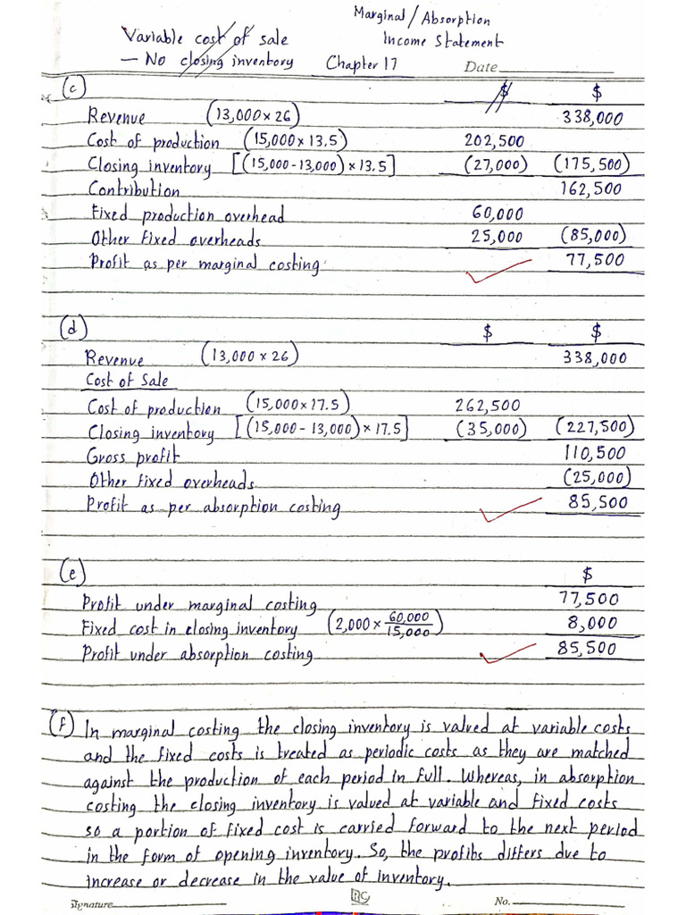 9706 Costing Income Statement Theories | PDF