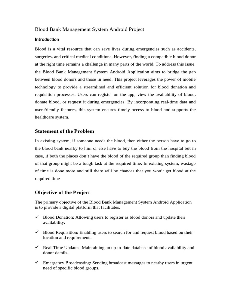 Blood Bank Management System App | PDF | Software Development Process ...