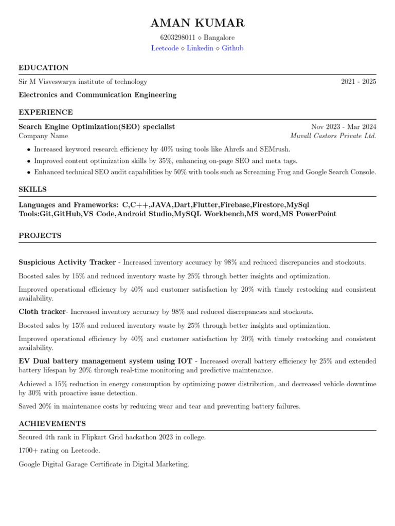 Aman Resume | PDF
