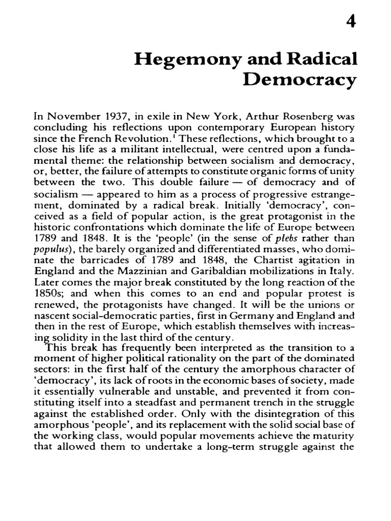 Ernesto Laclau Hegemony and Socialist Strategy Towards A Radical Democratic Politics ...