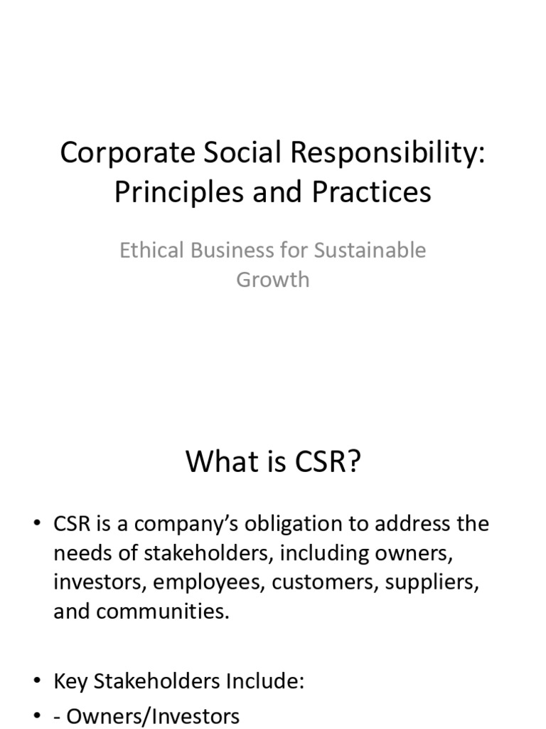CSR Presentation | PDF