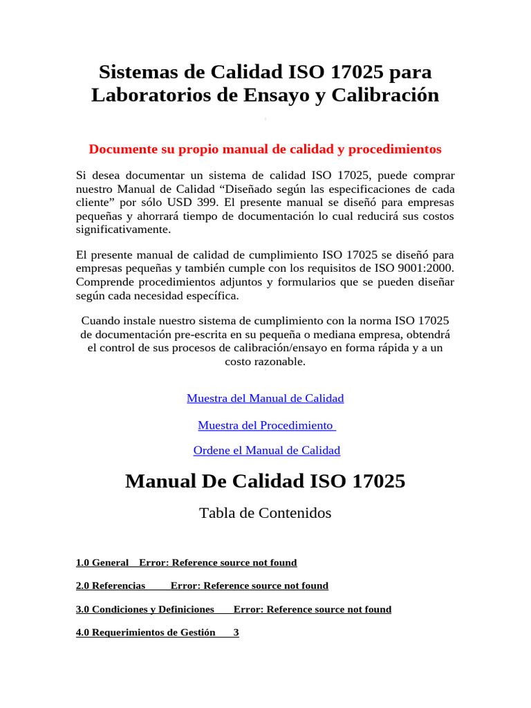 Sistemas de Calidad ISO 17025 para Laboratorios de Ensayo y Calibración | PDF | Calibración ...