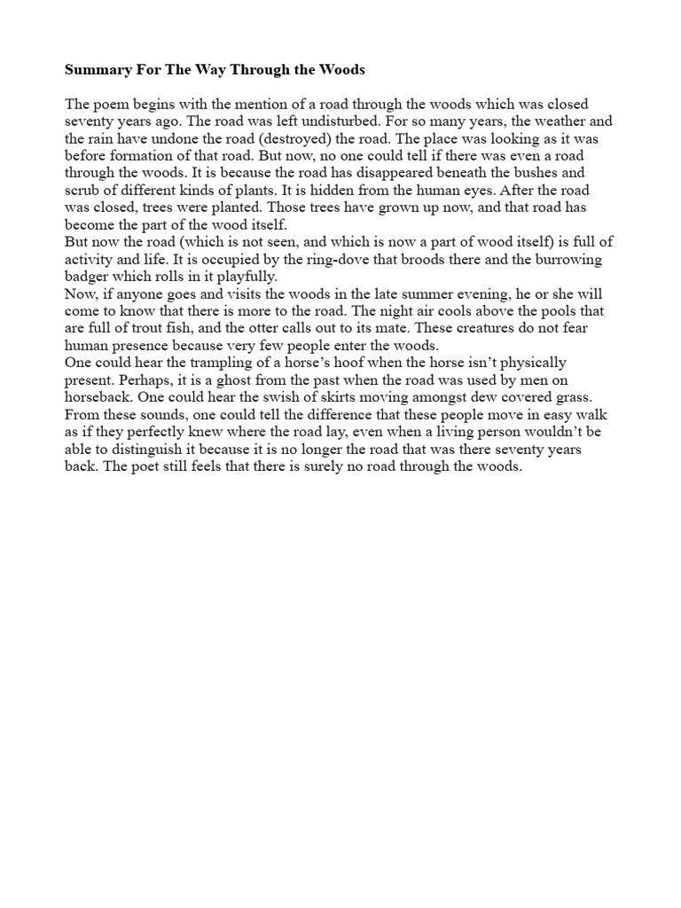 Summary - The Way Through The Woods | PDF