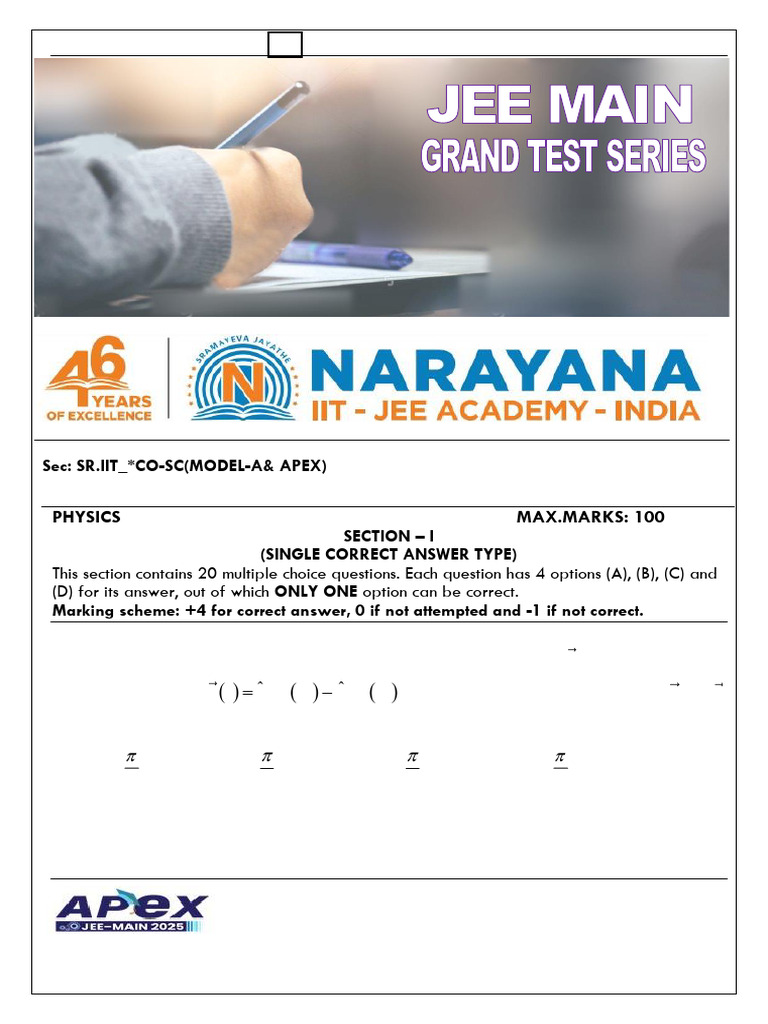 13-01-2025 SC Model-A & Apex Jee Main Spcl-gtm-03 (An) QP | PDF | Electron | Gases