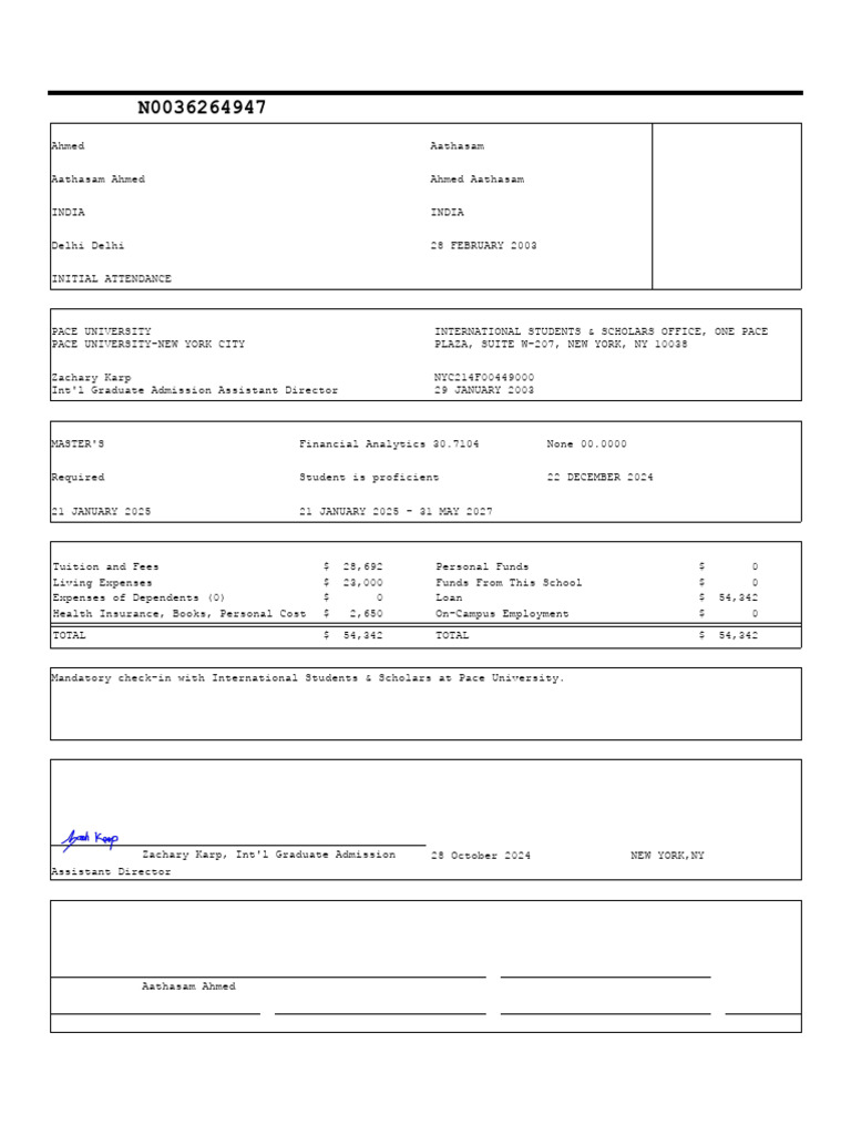I-20 FORM pace | PDF | Travel Visa | Human Migration