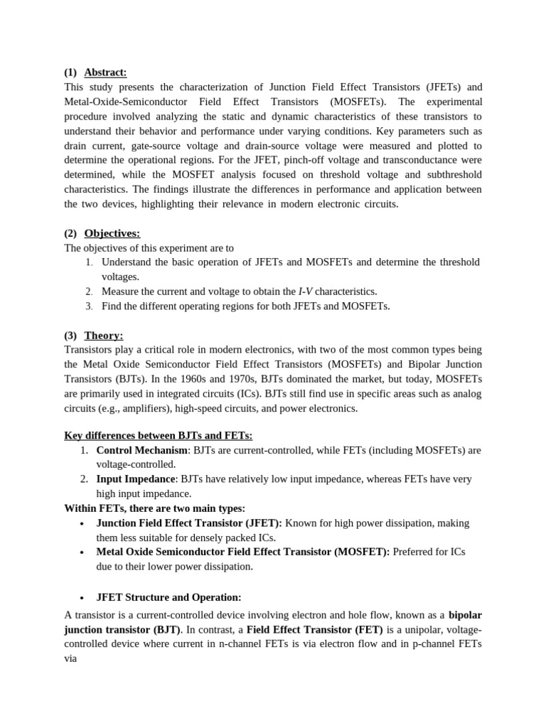 EXP9_Study-of-JFET-and-MOSFET-Characterization.(3) | PDF | Field Effect Transistor | Mosfet