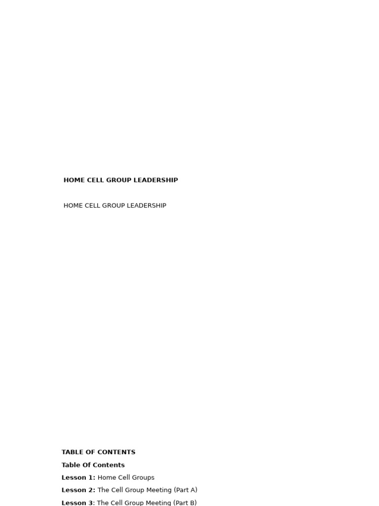 Home Cell Group Leadership | PDF | Gospel Of Mark | Acts Of The Apostles