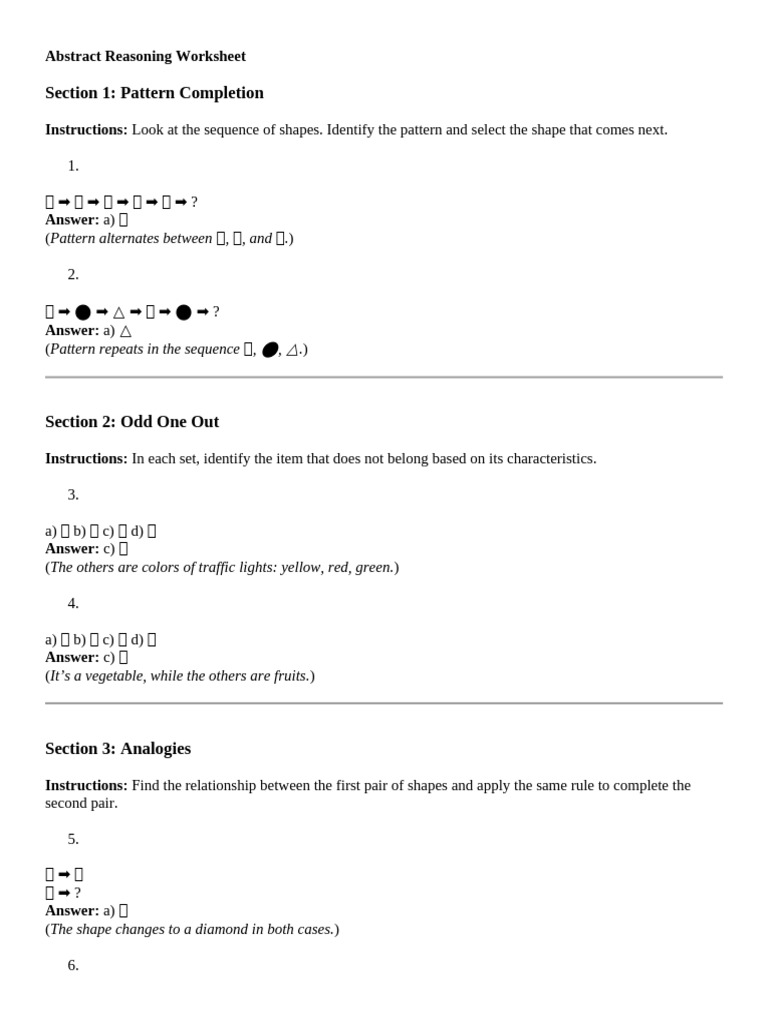 Abstract Reasoning Workshee2 | PDF