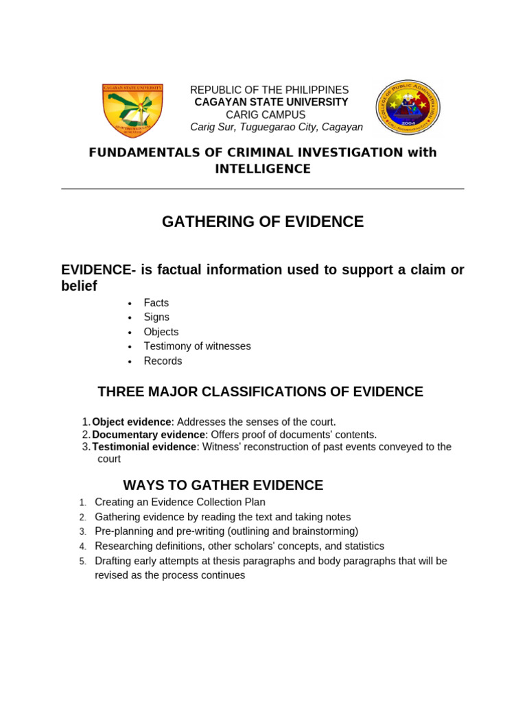 Evidence Gathering in Criminal Investigations | PDF | Evidence | Justice