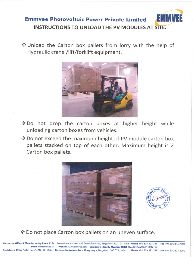 Unloading PV Modules at Site | PDF