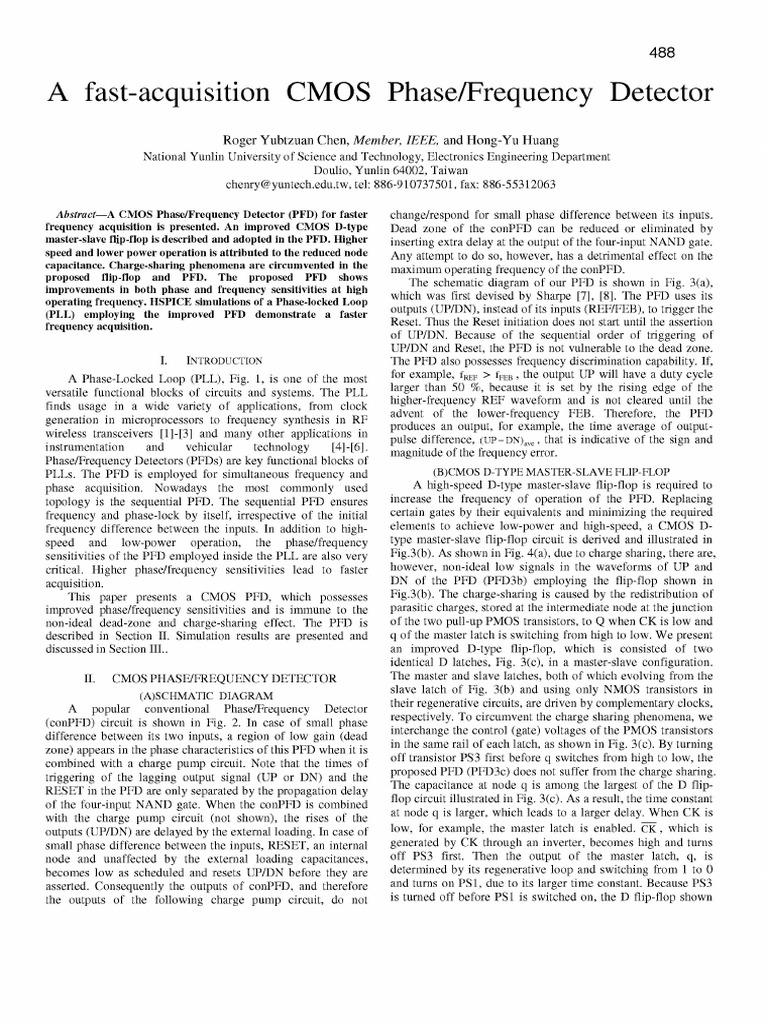 A Fast-Acquisition CMOS Phase_Frequency Detector | PDF | Electronic Design | Information And ...