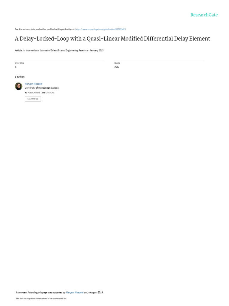 A Delay Locked Loop With Quasi Linear Modified Differential Delay Element | PDF | Power Inverter ...