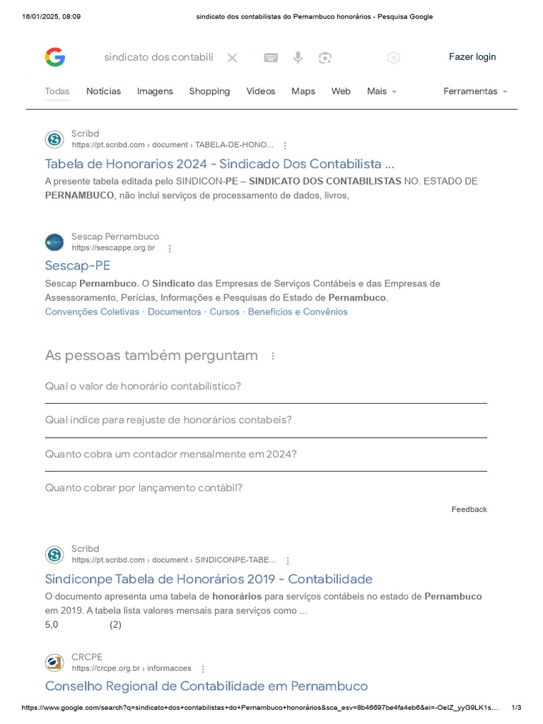 Tabela de Honorários 2024 - SINDICON-PE | PDF | Contabilidade | Sindicato