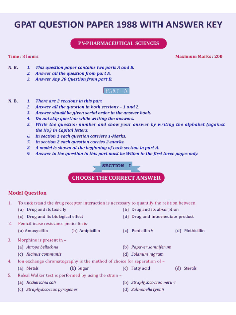 Gpat Question Paper 1988 | PDF