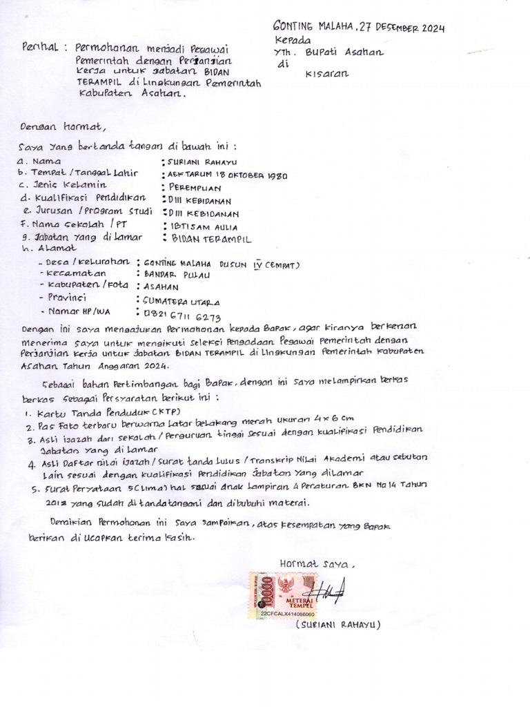 Lamaran Suriani | PDF