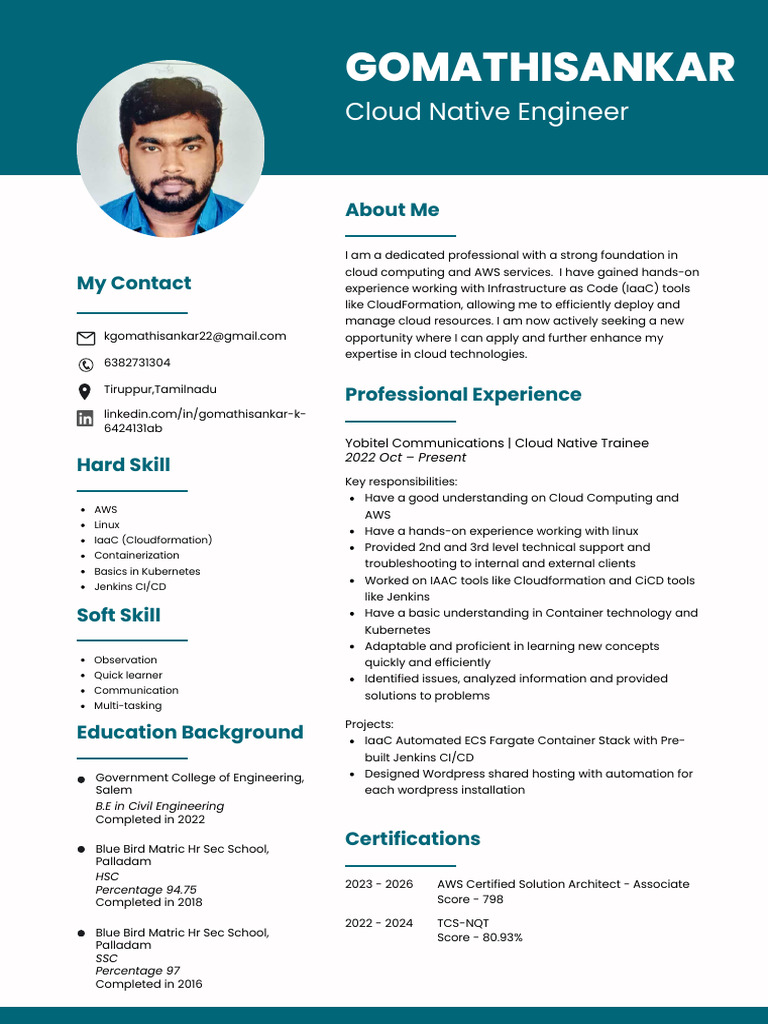 GomathiSankarResume | PDF | Amazon Web Services | Computing