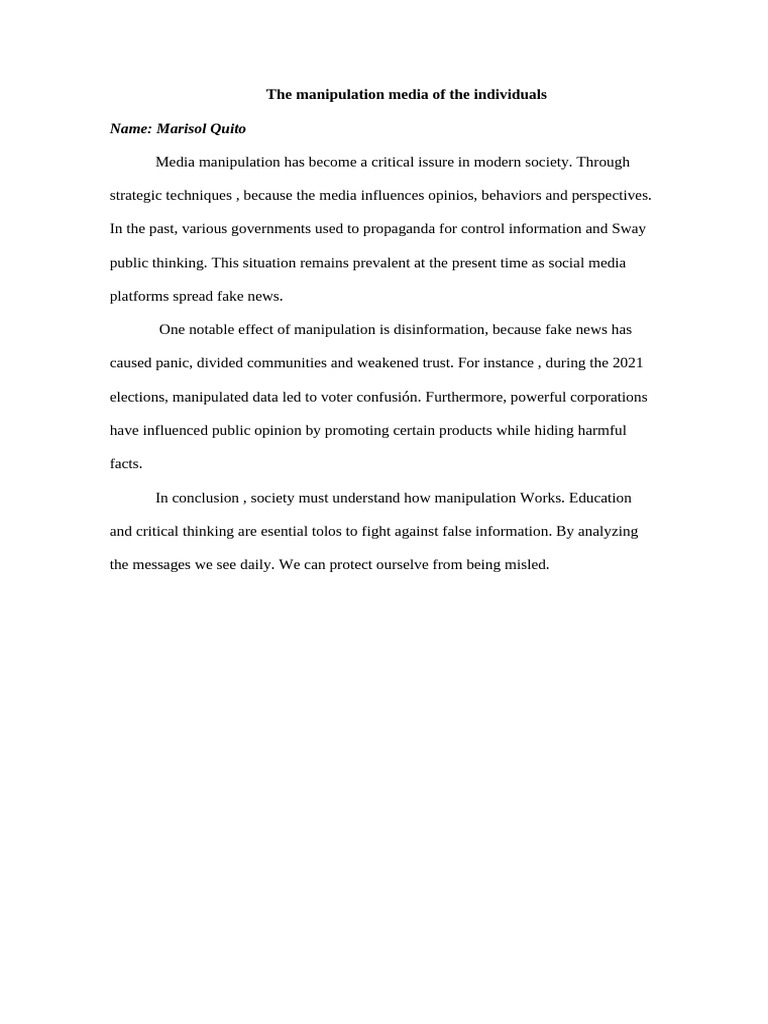 The Manipulation Media of The Individuals | PDF