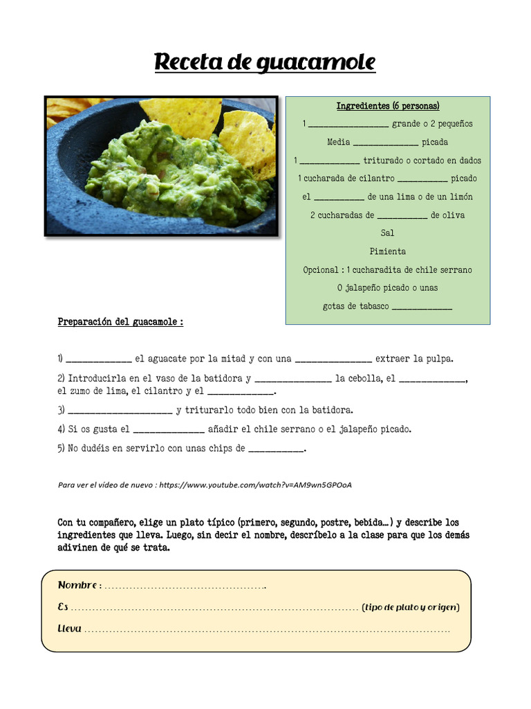 Receta Guacamole Hacer La Compra | PDF | Cocina de las Americas ...