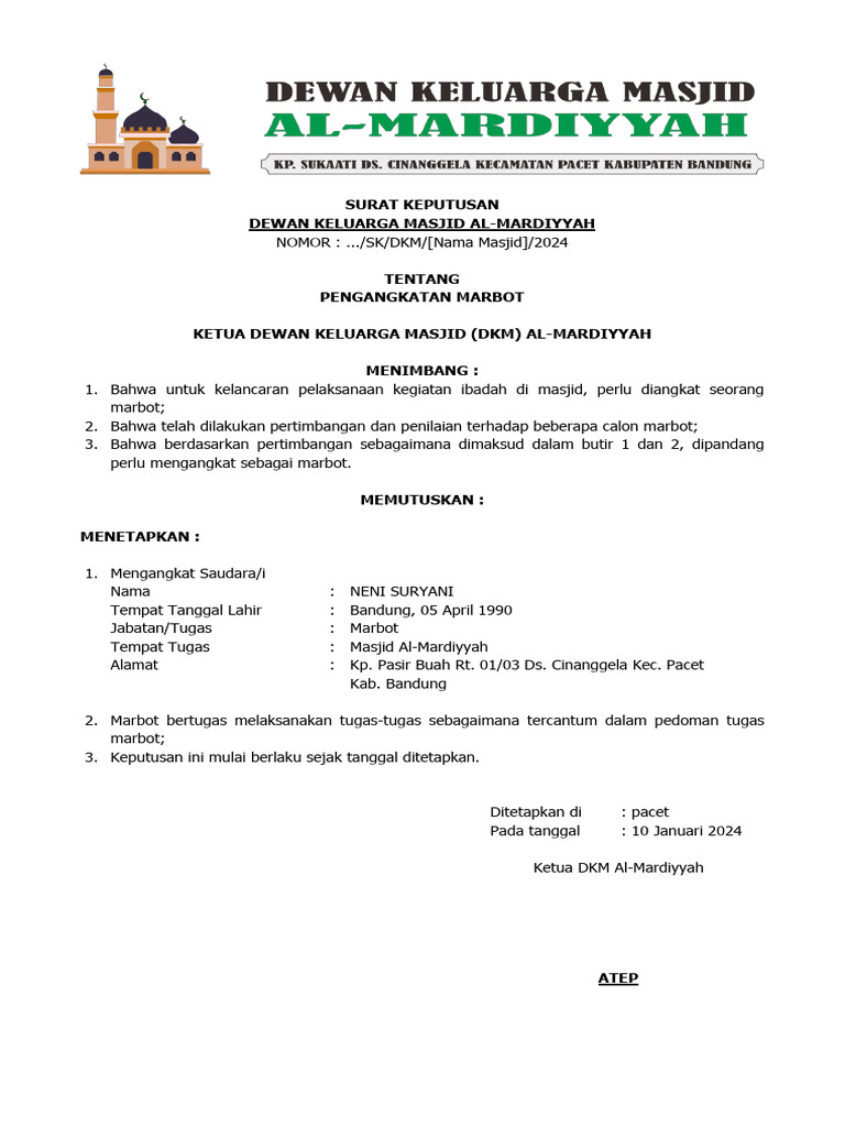 SURAT KEPUTUSAN-MARBOT | PDF