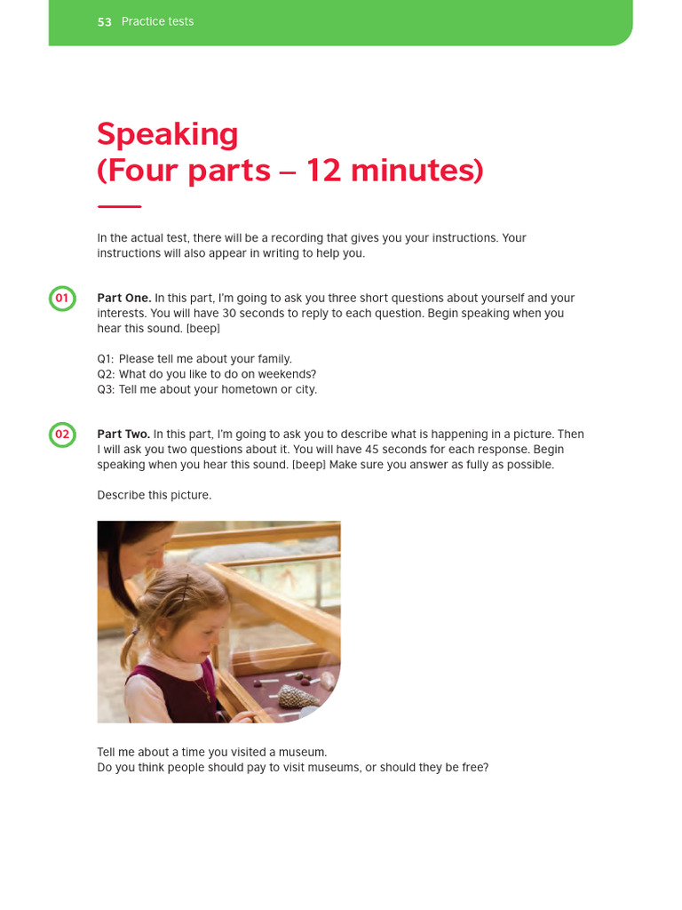 Speaking Practice Test Guide | PDF
