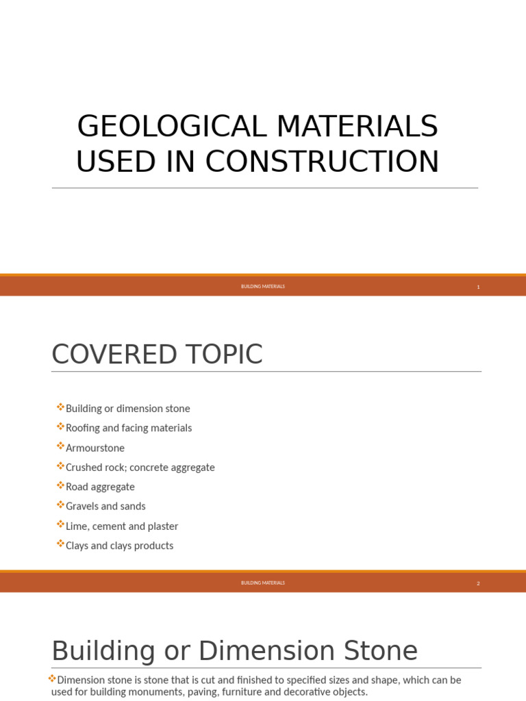 Geological Materials in Construction | PDF | Rock (Geology) | Concrete