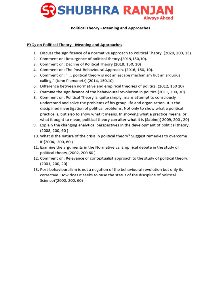 1 Political Theory - Meaning and Approaches_220203_191140 | PDF ...