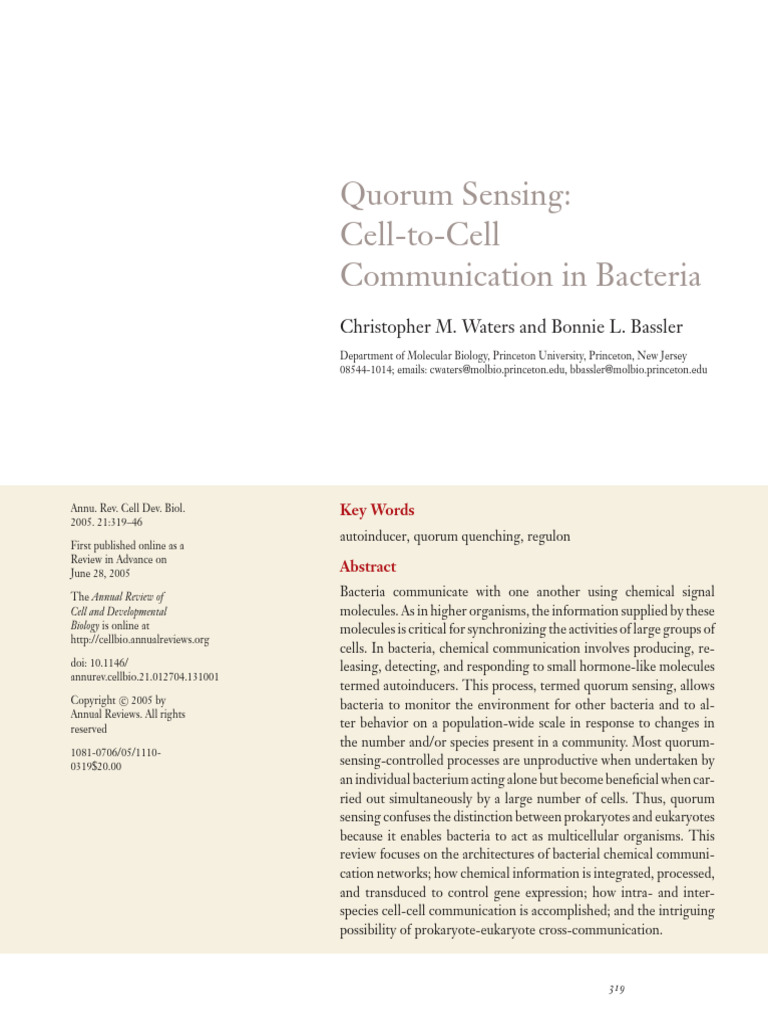 2005-Quorum Sensing Review | PDF | Cell Signaling | Biology