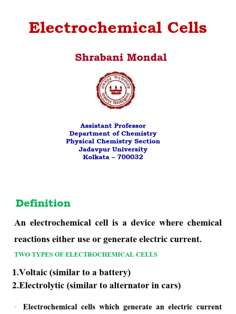 Electrochemical Cells | PDF | Electrochemistry | Redox