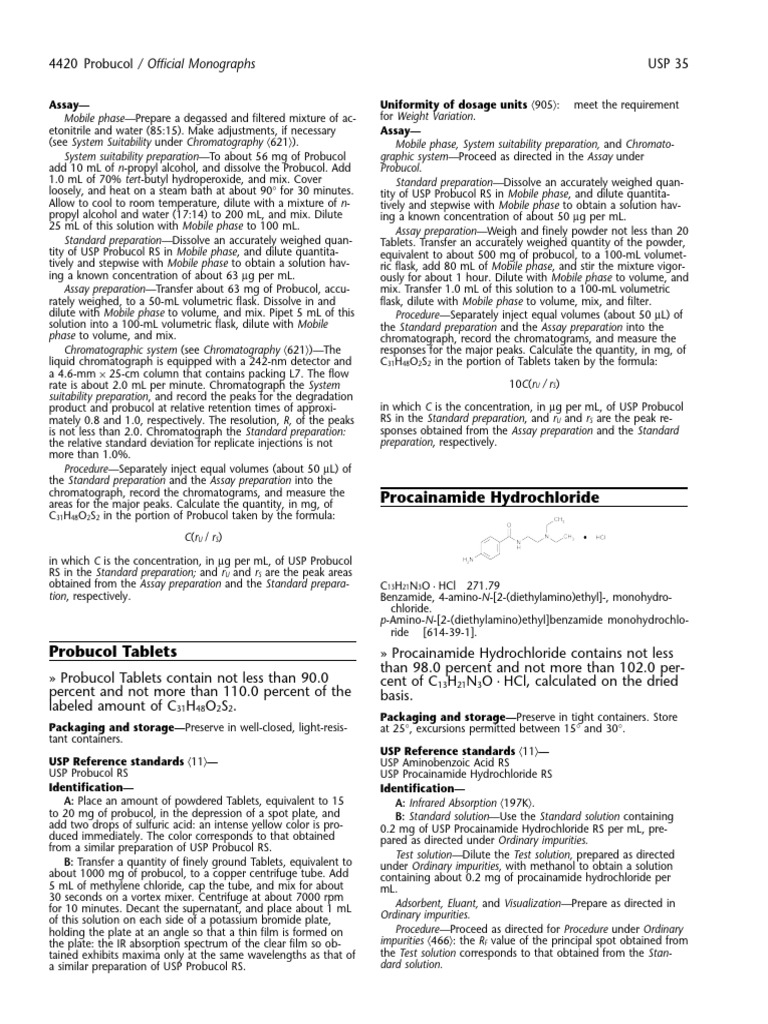 4420-4420 Probucol Tablets | PDF | Chromatography | Physical Sciences