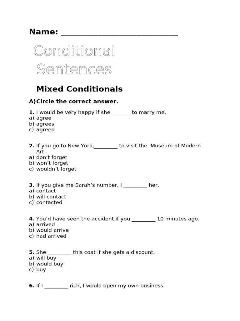 mixed conditionals | PDF
