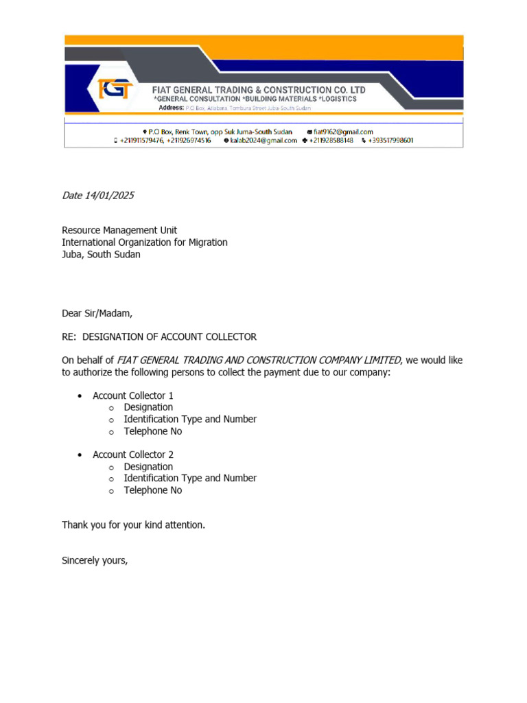 Designation of Account Collector_055519 | PDF