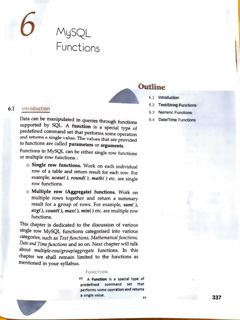 Chapter- Mysql Functions | PDF