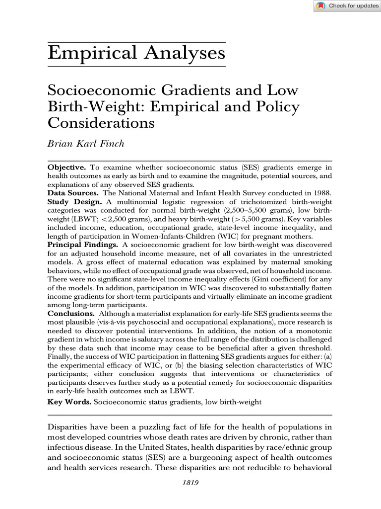 Health Services Research - 2003 - Finch - Socioeconomic Gradients and ...