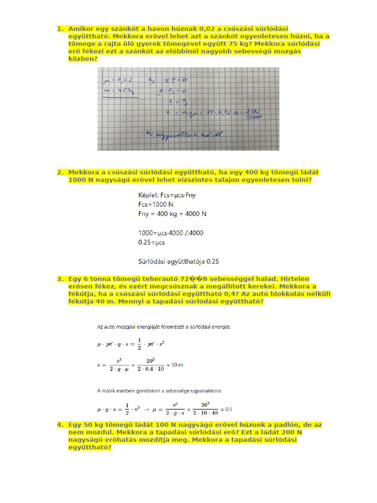 Fizika Súrlódás | PDF